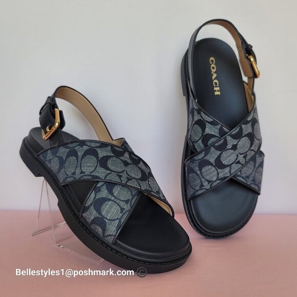 Coach | Shoes | Coach Fraser Sandal In Signature Jacquard Chambray ...